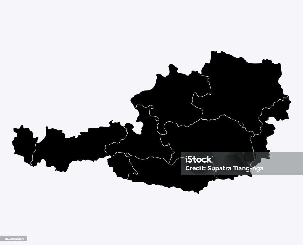 Austria Map Region Black Color Austria Map With Black Color Flag Of