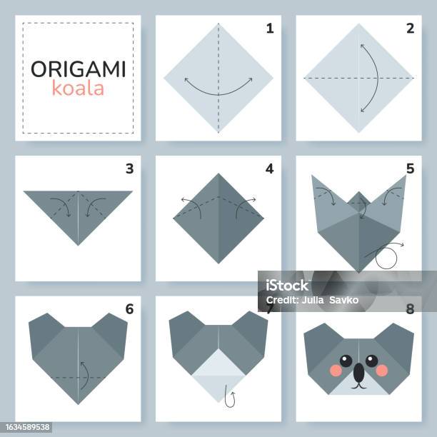Koala Origami Scheme Tutorial Moving Model Stock Illustration ... Koala Origami Scheme Tutorial Moving Model Stock Illustration ...