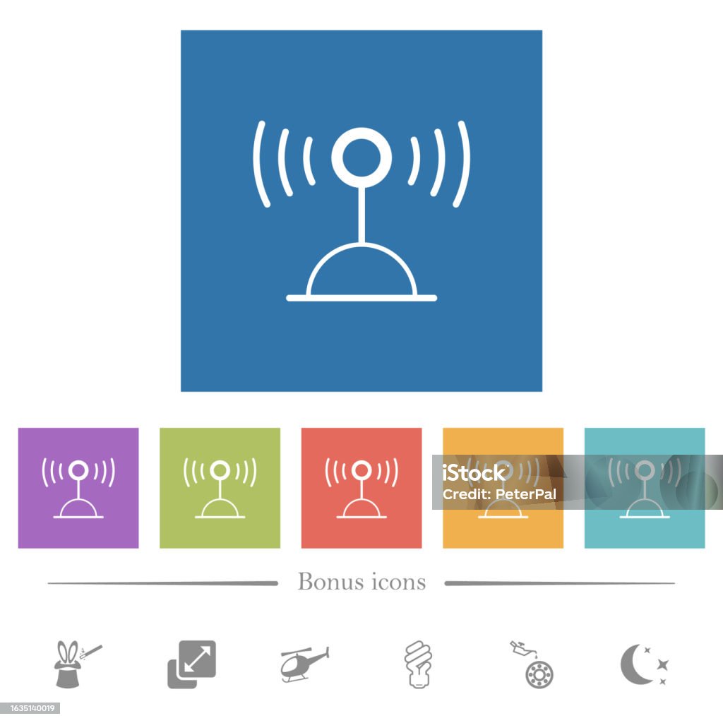 Radio Transmitter Outline Flat White Icons In Square Backgrounds Stock