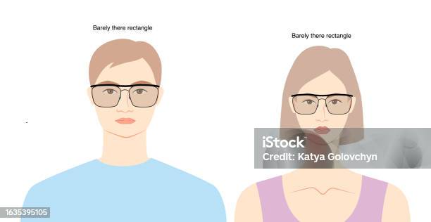 Barely There Rectangle Frame Glasses On Women And Men Flat Character Fashion Accessory