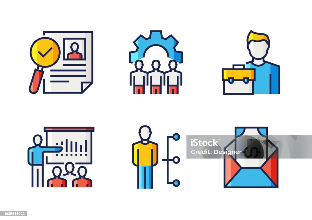 Human Resources Related Vector Line Icons Outline Symbol Collection