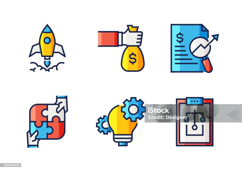 Start Up Related Vector Line Icons Outline Symbol Collection Stock