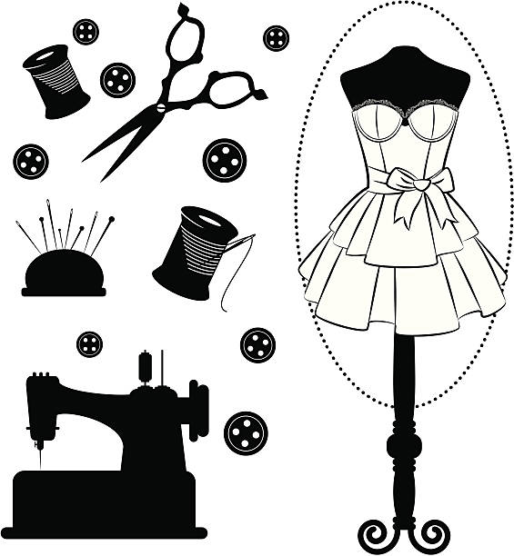 490 Women Sewing Machine Stock Illustrations Royalty Free Vector