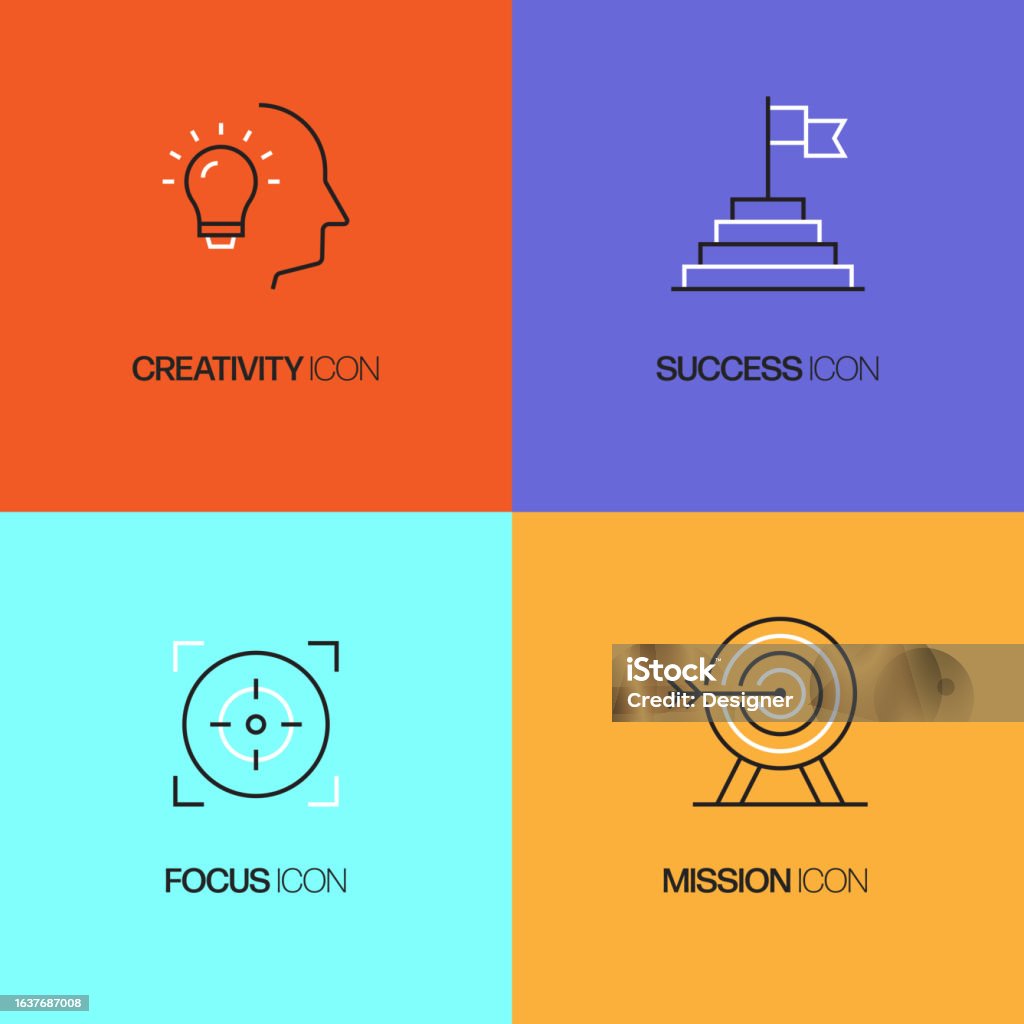 Collaboration Related Vector Thin Line Icons Outline Symbol Collection