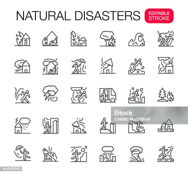 Natural Disaster Line Icons Set Editable Stroke Stock Illustration ... Natural Disaster Line Icons Set Editable Stroke Stock Illustration ...