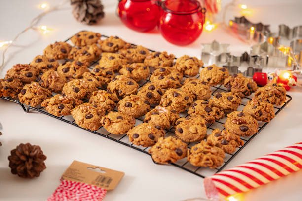 Free Stock Photo of Chocolate Chip Cookies Cooling on a Cooling Rack ...