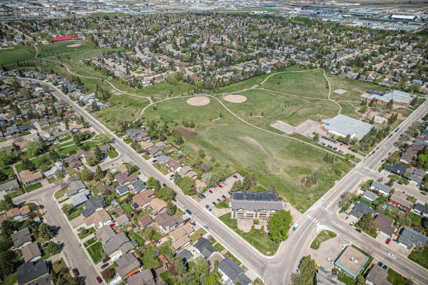 Free Stock Photo of Aerial View of Baseball Field in Neighborhood ...