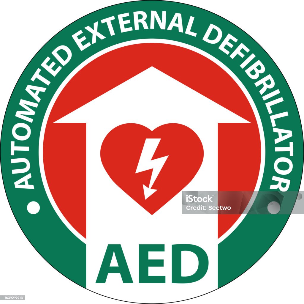 Floor Sign Aed With Defib Heart Red Border Floor Sign Stock Illustration Download Image Now