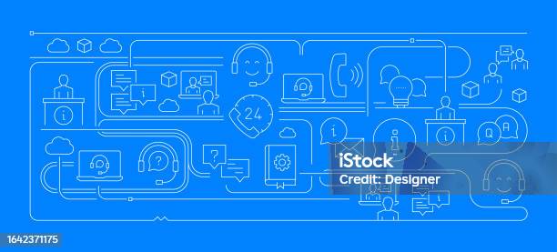 Bantuan Dan Dukungan Desain Banner Gaya Garis Terkait Untuk Halaman Web
