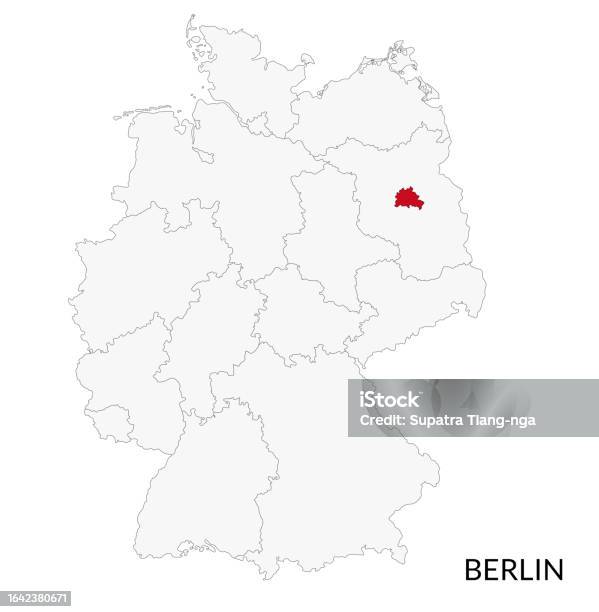 Mappa Di Berlino Mappa Tedesca Mappa Della Germania In Colore Rosso