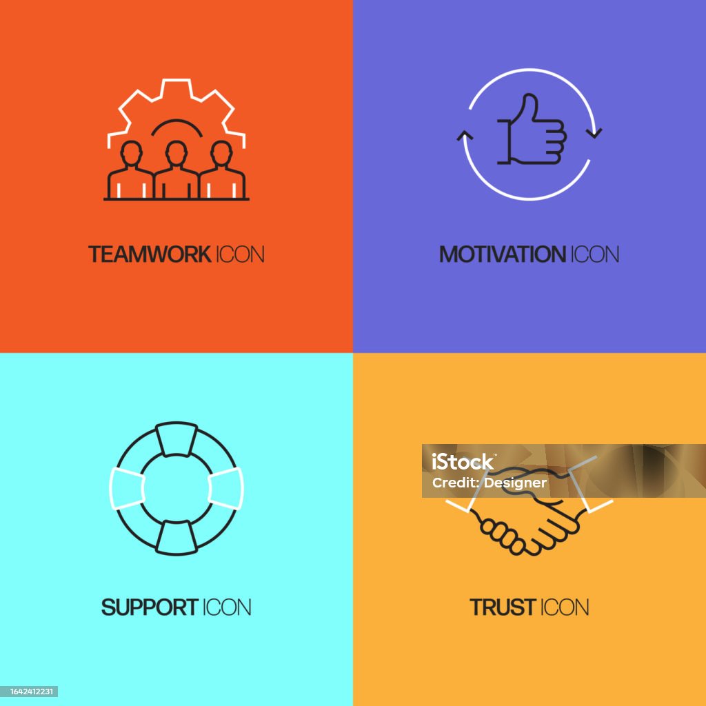 Collaboration Related Vector Thin Line Icons Outline Symbol Collection