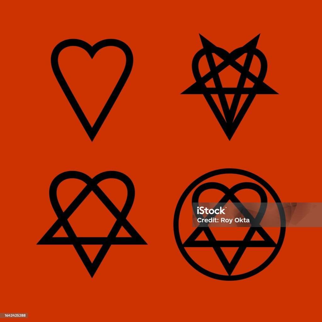 Heart Pentagram Inverted Heartagram Sign Symbol Of Love And Hate Pentagram And Ritual Circle