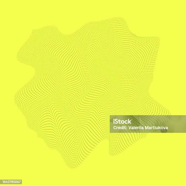 Efek Halftone Dari Titiktitik Permukaan Grid 3d Permukaan Tidak Rata