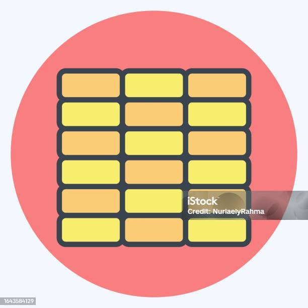 Dinding Ikon Terkait Dengan Simbol Bahan Bangunan Gaya Pasangan Warna