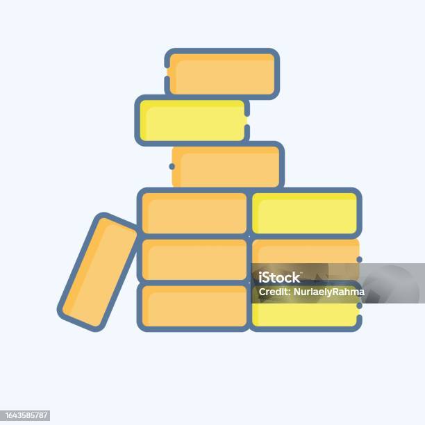 Ikon Brickwork Terkait Dengan Simbol Bahan Bangunan Gaya Doodle Desain