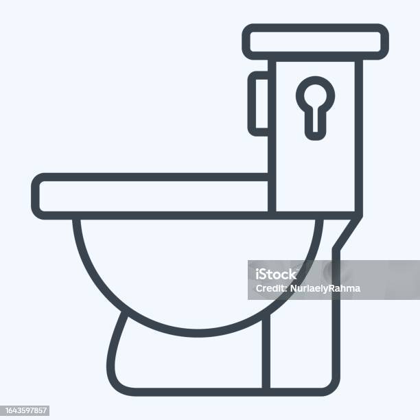 Ikon Toilet Terkait Dengan Simbol Bahan Bangunan Gaya Garis Desain