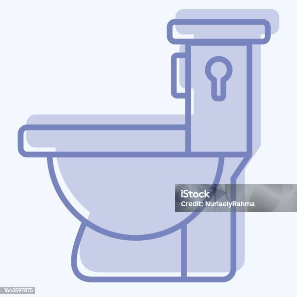 Ikon Toilet Terkait Dengan Simbol Bahan Bangunan Gaya Dua Nada Desain