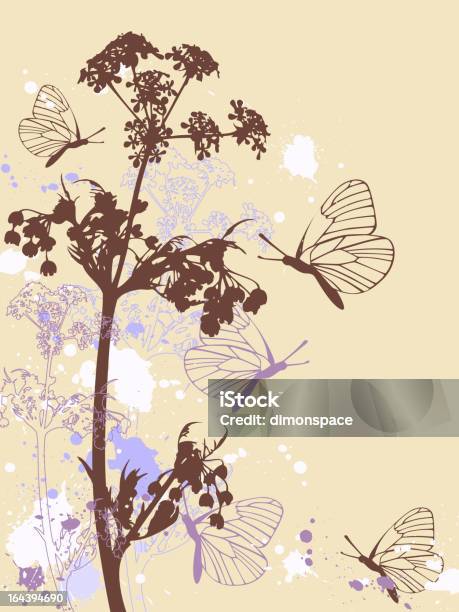 Background With Flowers And Butterflies向量圖形及更多創作性圖片 創作性 塗抹成型 墨水