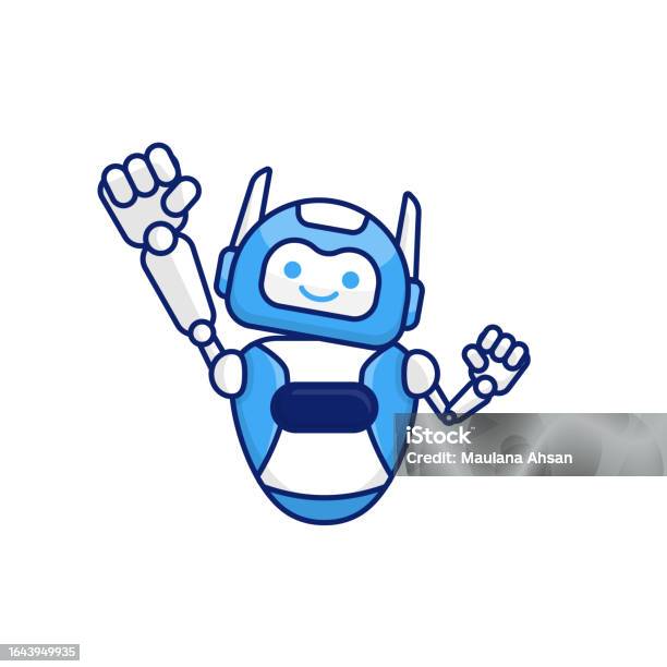 Ilustrasi Pose Karakter Robot Desain Robot Melompat Dan Bersorak Yang