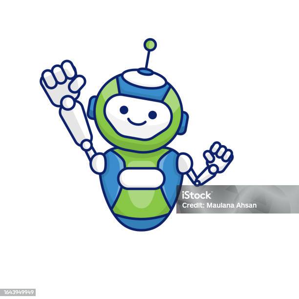 Ilustrasi Pose Karakter Robot Desain Robot Melompat Dan Bersorak Yang