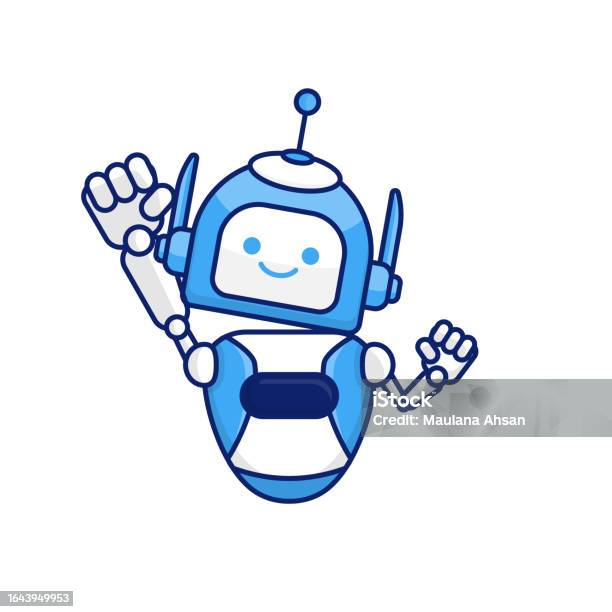 Ilustrasi Pose Karakter Robot Desain Robot Melompat Dan Bersorak Yang
