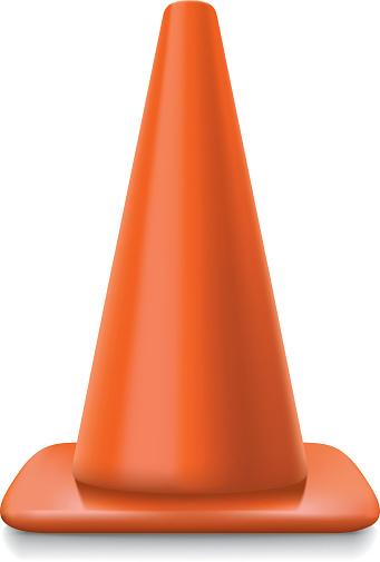 Bright Orange Traffic Cone On A White Background向量圖形及更多橙色圖片 橙色 圓錐