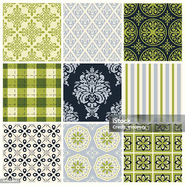 Set Of Nine Colorful Seamless Patterns For Backgrounds And Wallpapers