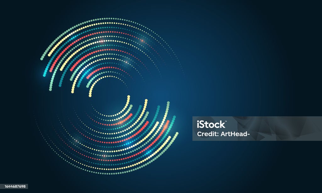 Big Data Visualization Abstract Stream Information With Circles Array And Binary Code