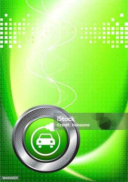 Electric Car Button On Green Background向量圖形及更多另類能源交通工具圖片 另類能源交通工具 可