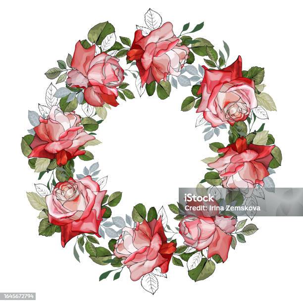 Karangan Bunga Vektor Dengan Bunga Merah Dan Merah Muda Mawar Dan Daun ... Karangan Bunga Vektor Dengan Bunga Merah Dan Merah Muda Mawar Dan Daun ...