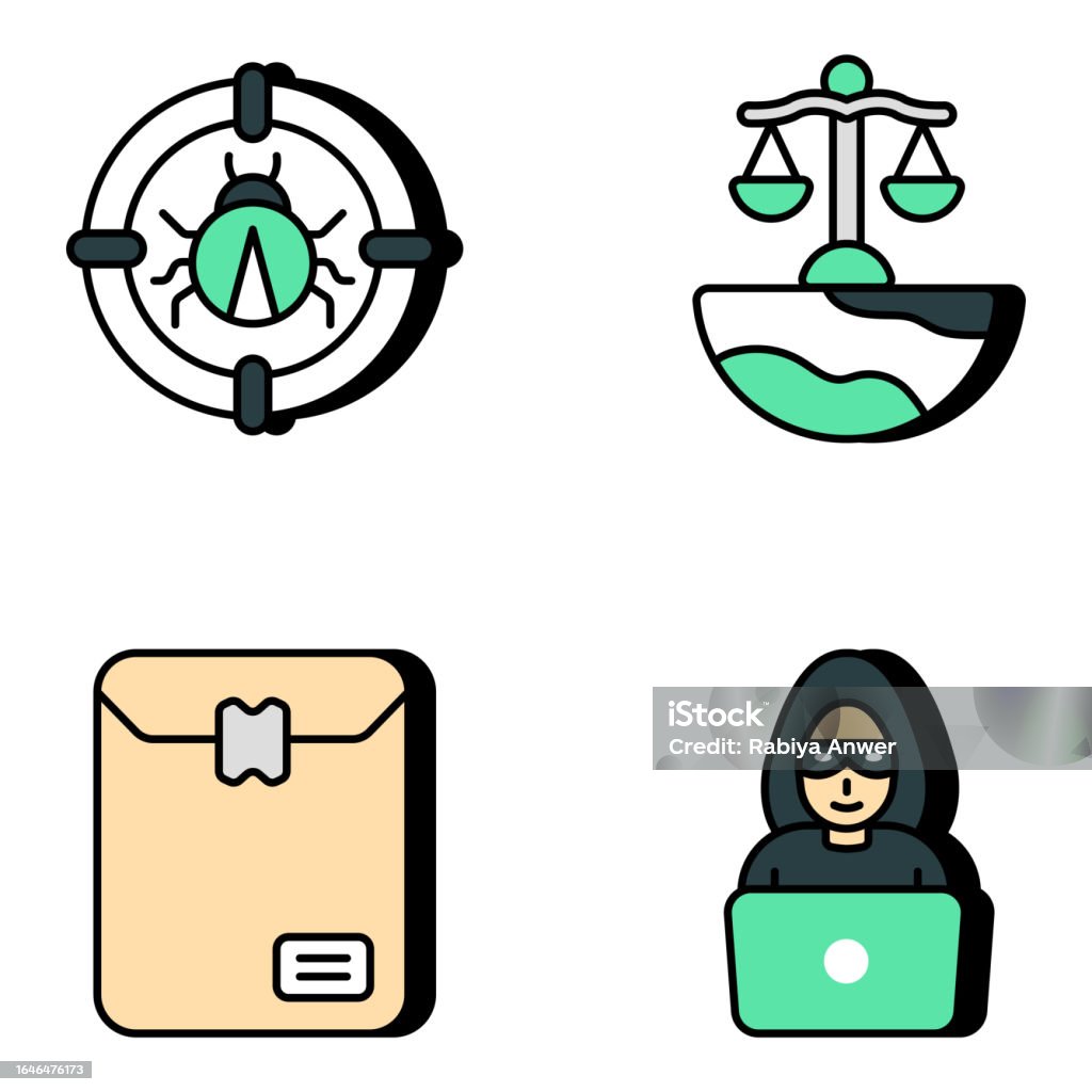 Pack Of Cybercrime And Law Flat Icons Stock Illustration Download