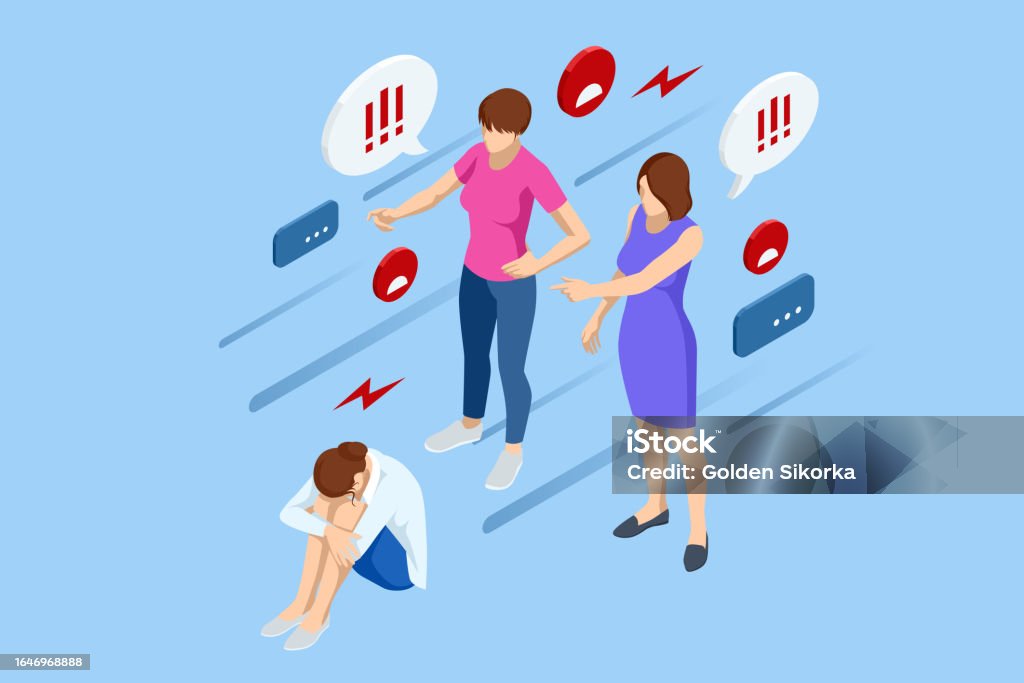 Ilustración de Bullying Isométrico Chismes Violentos Rumores Descrédito ... Ilustración de Bullying Isométrico Chismes Violentos Rumores Descrédito ...