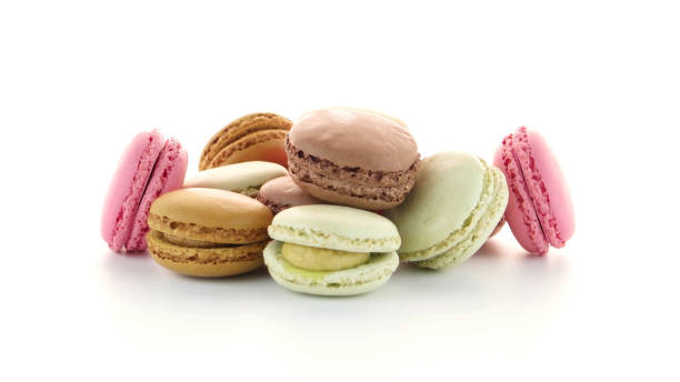 Free Stock Photo of Stacked colorful macarons on a white background ...