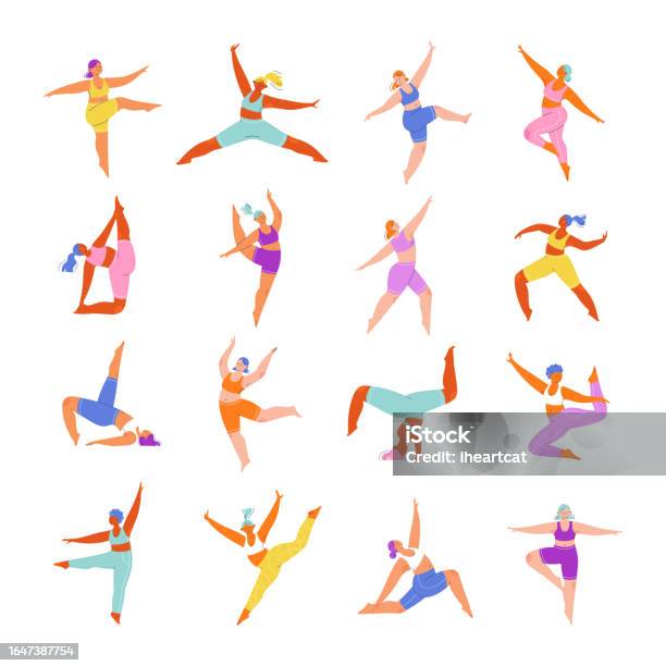 Set Of Women In Various Dancing Poses Stock Illustration Download Image Now Active Lifestyle