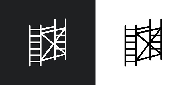 Scaffolding Outline Icon In White And Black Colors Scaffolding Flat Vector Icon From