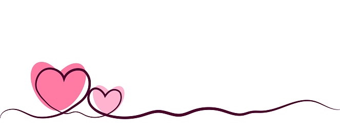 Cœur Symbole De La Saintvalentin Style Dessin Au Trait Bannière Large
