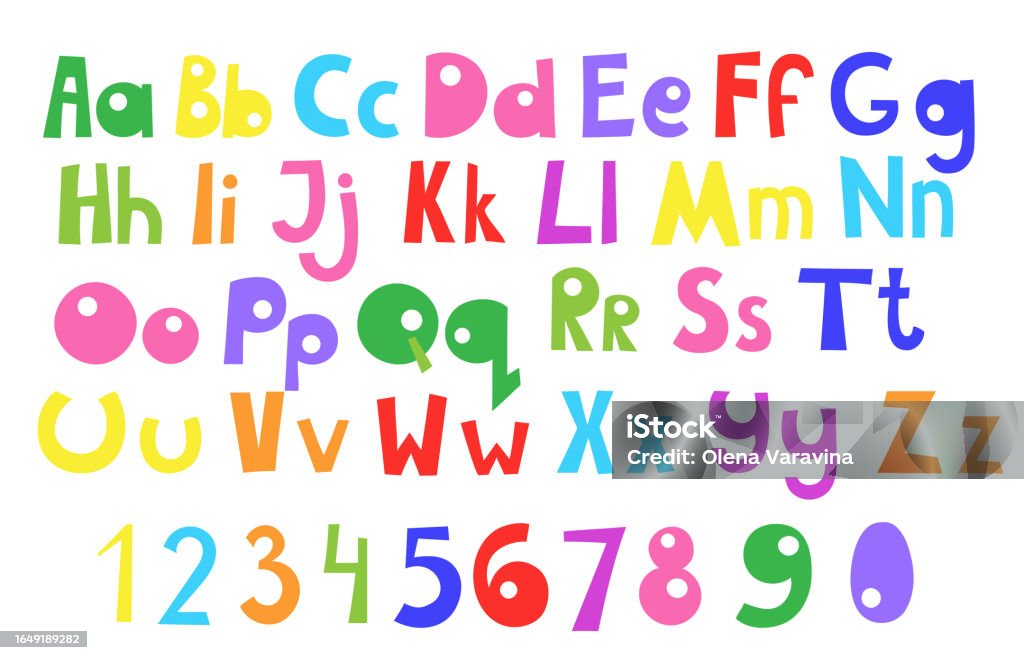 Ilustración De Doodle Juguetón Abc Cartoon Estilo Divertido Números