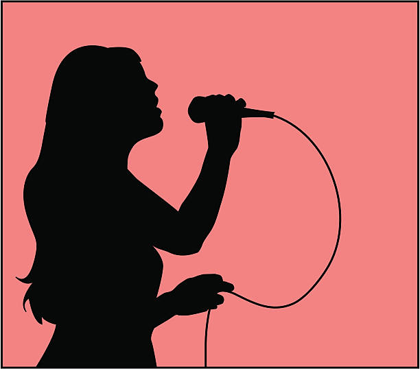 730 Singer Silhouette Singing Karaoke Stock Illustrations Royalty