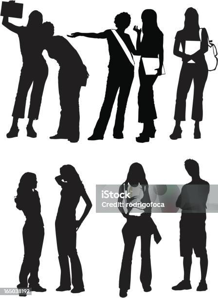 Étudiants Ensemble De Silhouettes Vecteur De Garçon Filles Vecteurs