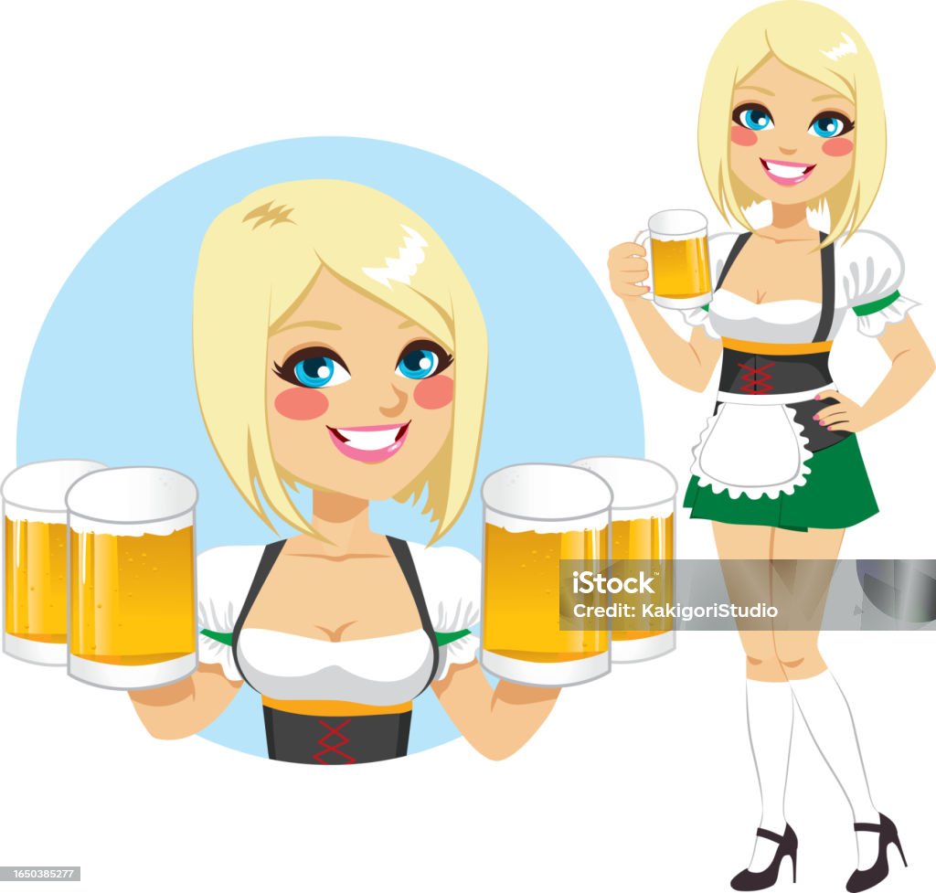 Beer Fest Waitress Holding Beer Stock Illustration Download Image Now