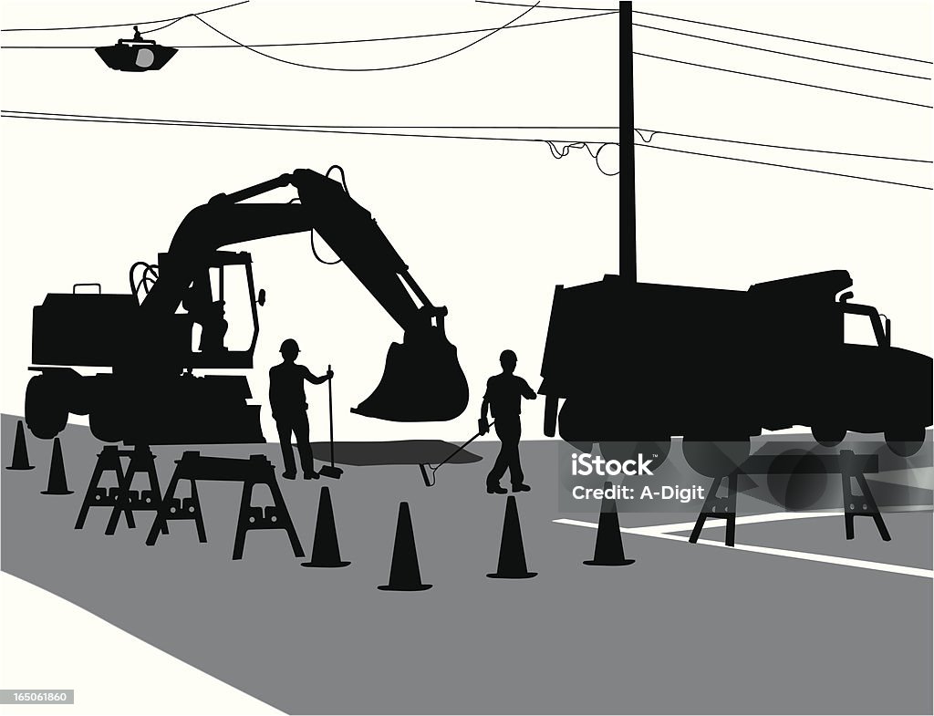 Construction Scene Vector Silhouette向量圖形及更多建築地盤圖片 建築地盤 堆土機 建築業 Istock