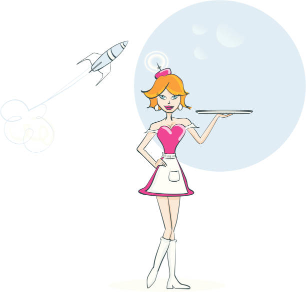 70 Pin Up Waitress Cartoons Stock Illustrations Royalty Free Vector