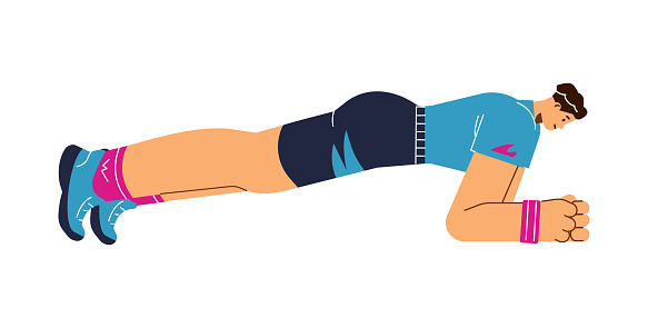 Man Doing Plank Exercise For Abs Flat Vector Illustration Isolated On