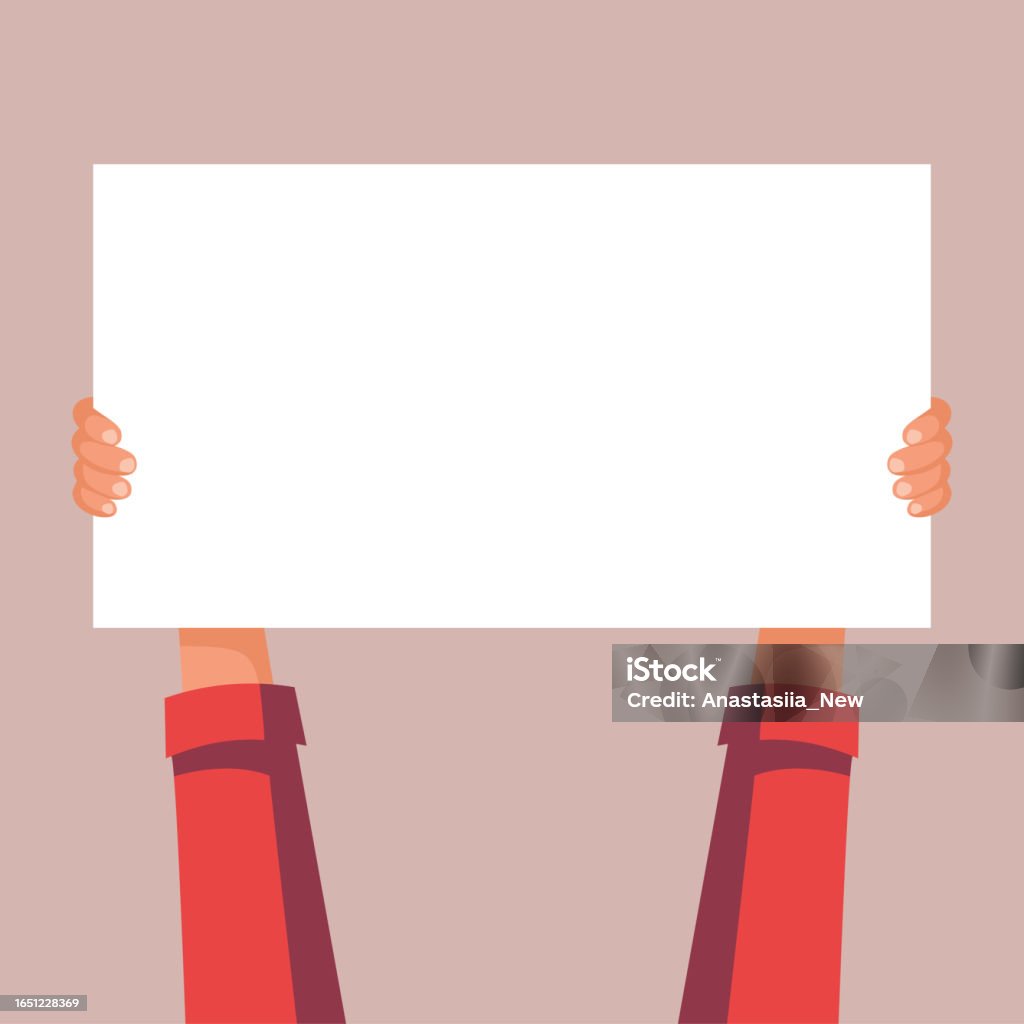 Hand Holding Blank Placard Protest Concept Blank Board Advertising