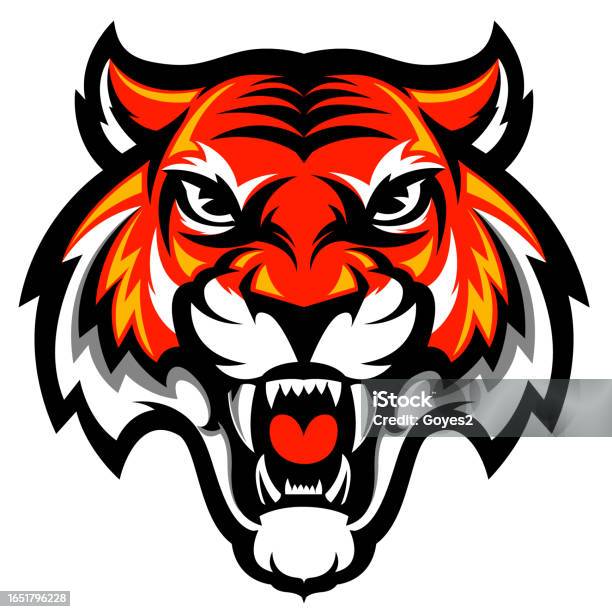 Vektor Maskot Oranye Kepala Harimau Ilustrasi Stok Unduh Gambar