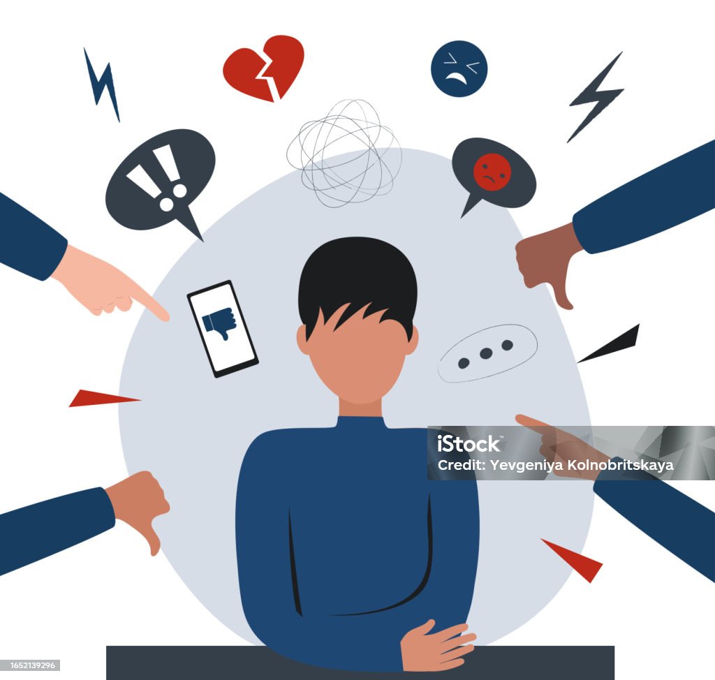 Ilustración de Deja De Intimidar Acoso Escolar Manos Apuntando A ... Ilustración de Deja De Intimidar Acoso Escolar Manos Apuntando A ...