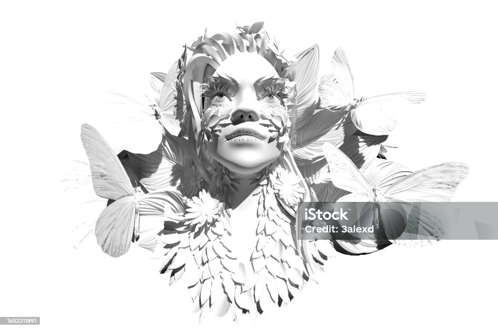 花と蝶を持つ様式化された妖精 1人のストックフォトや画像を多数ご用意 1人 イラストレーション エルフ Istock