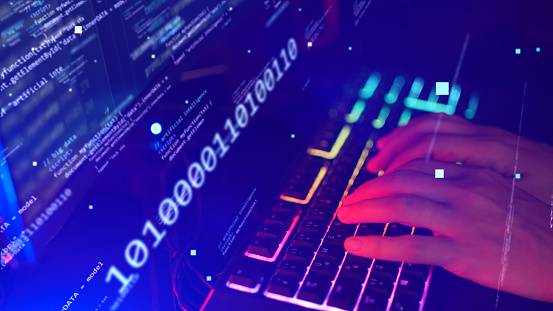 Coding And Scripting On Computer Typing Scripts And Codes On Keyboard Digital Overlay Graphics