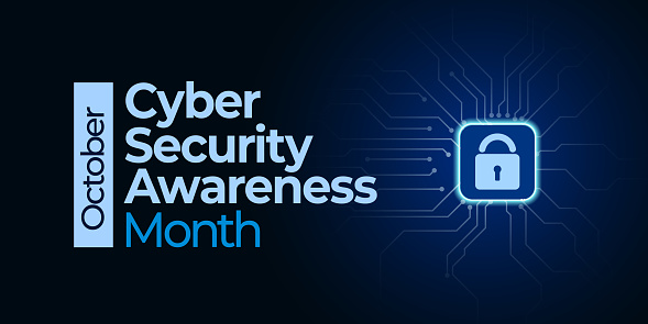 Cyber Security Awareness Month Observed In October Vector Banner Stock