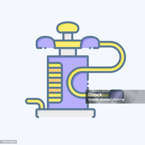 Ikon Pompa Udara Terkait Dengan Simbol Berkemah Gaya Doodle Desain